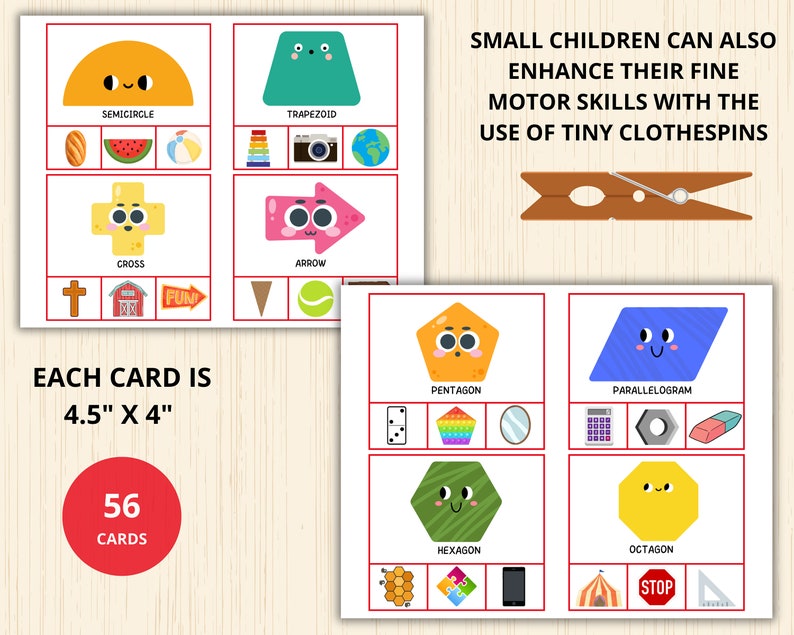 Shapes Sorting Activity,shapes Clip Card,matching Activity,learning ...