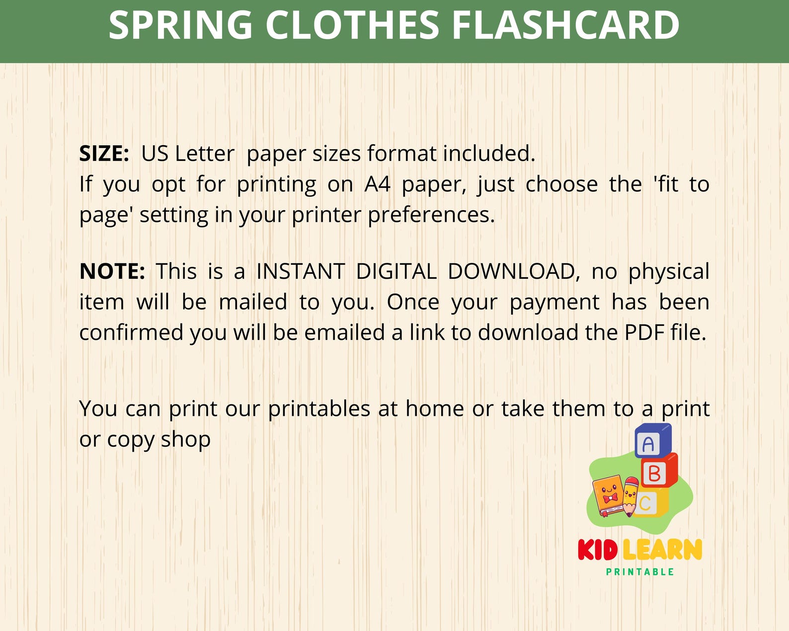 Spring Clothes Flashcards,montessori Clothes,clothing Vocabulary,spring ...