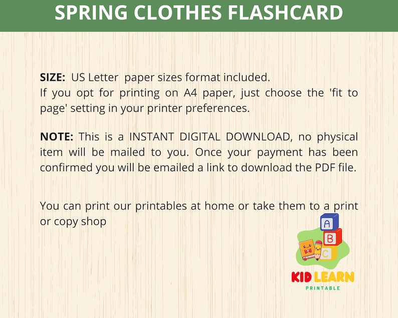 Spring Clothes Flashcards,montessori Clothes,clothing Vocabulary,spring ...