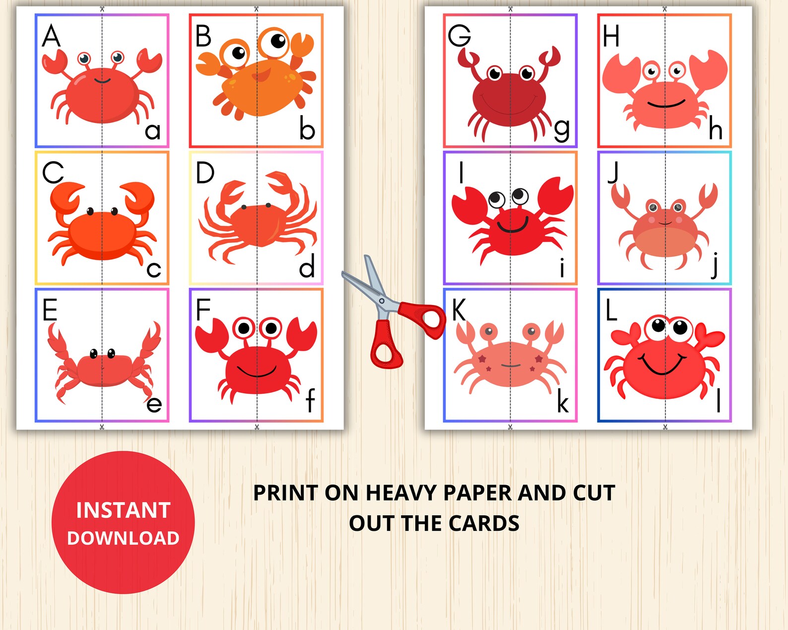 Crab Letter Match,preschool Letters,alphabet Matching Game,letter ...