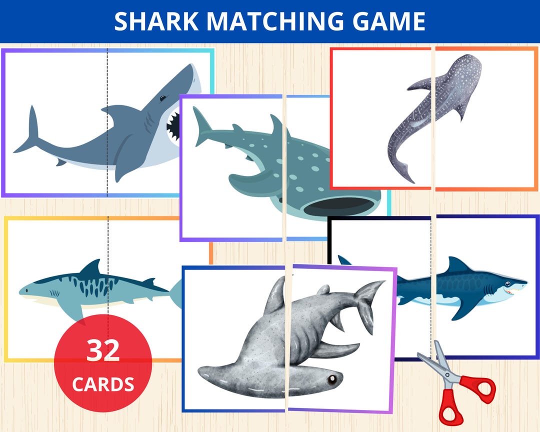 Shark Symmetry Puzzles,summer Matching Activity,visual Skills,animal ...
