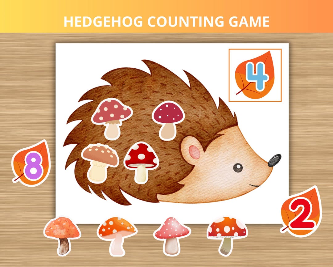 Hedgehog Counting Game,mushroom Counting Activity,hedgehog Unit Study ...
