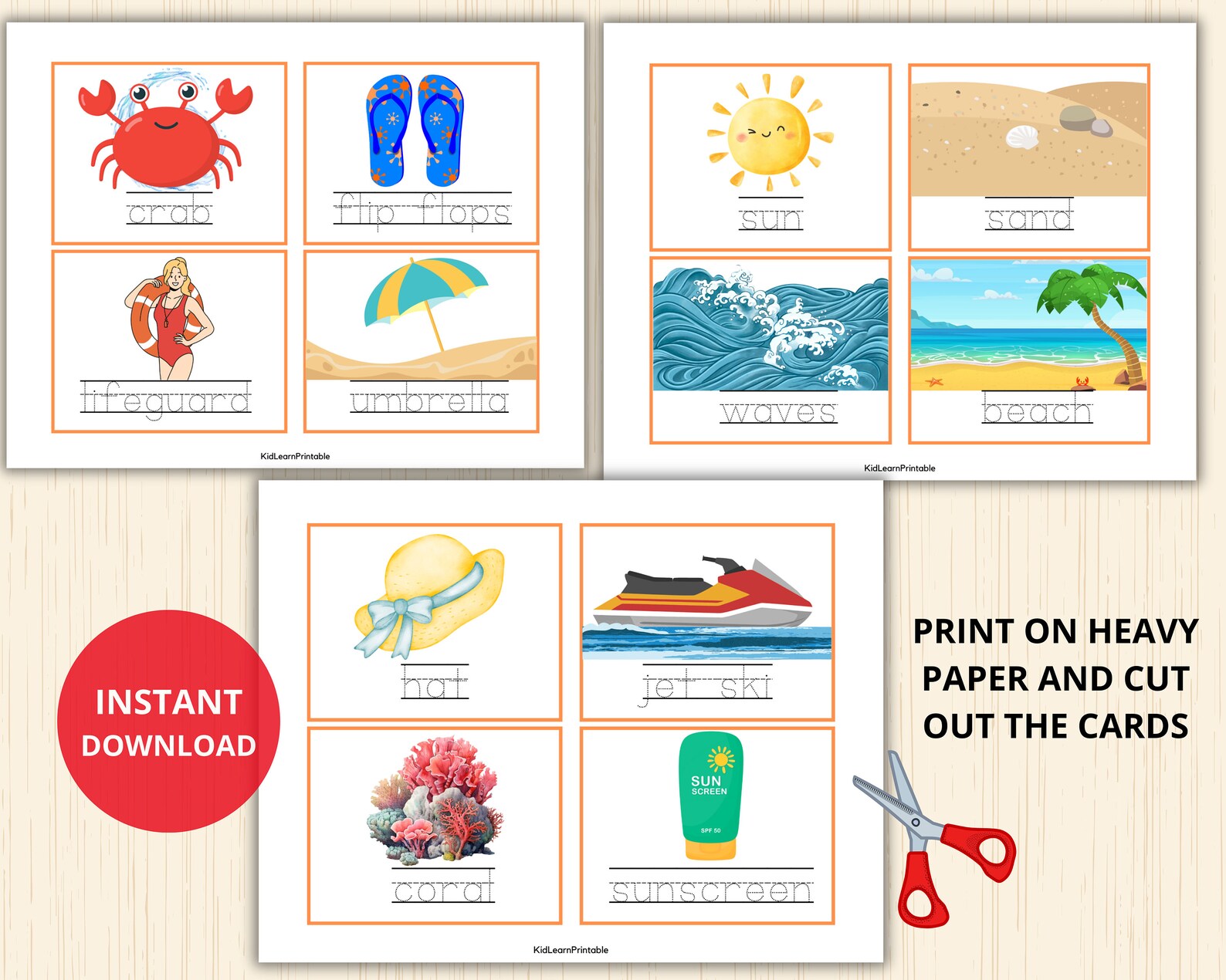 Summer Word Tracing Cards,tracing Cards,summer Montessori,summer ...