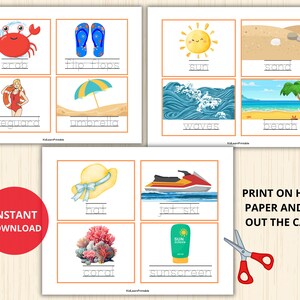 Summer Word Tracing Cards,tracing Cards,summer Montessori,summer ...