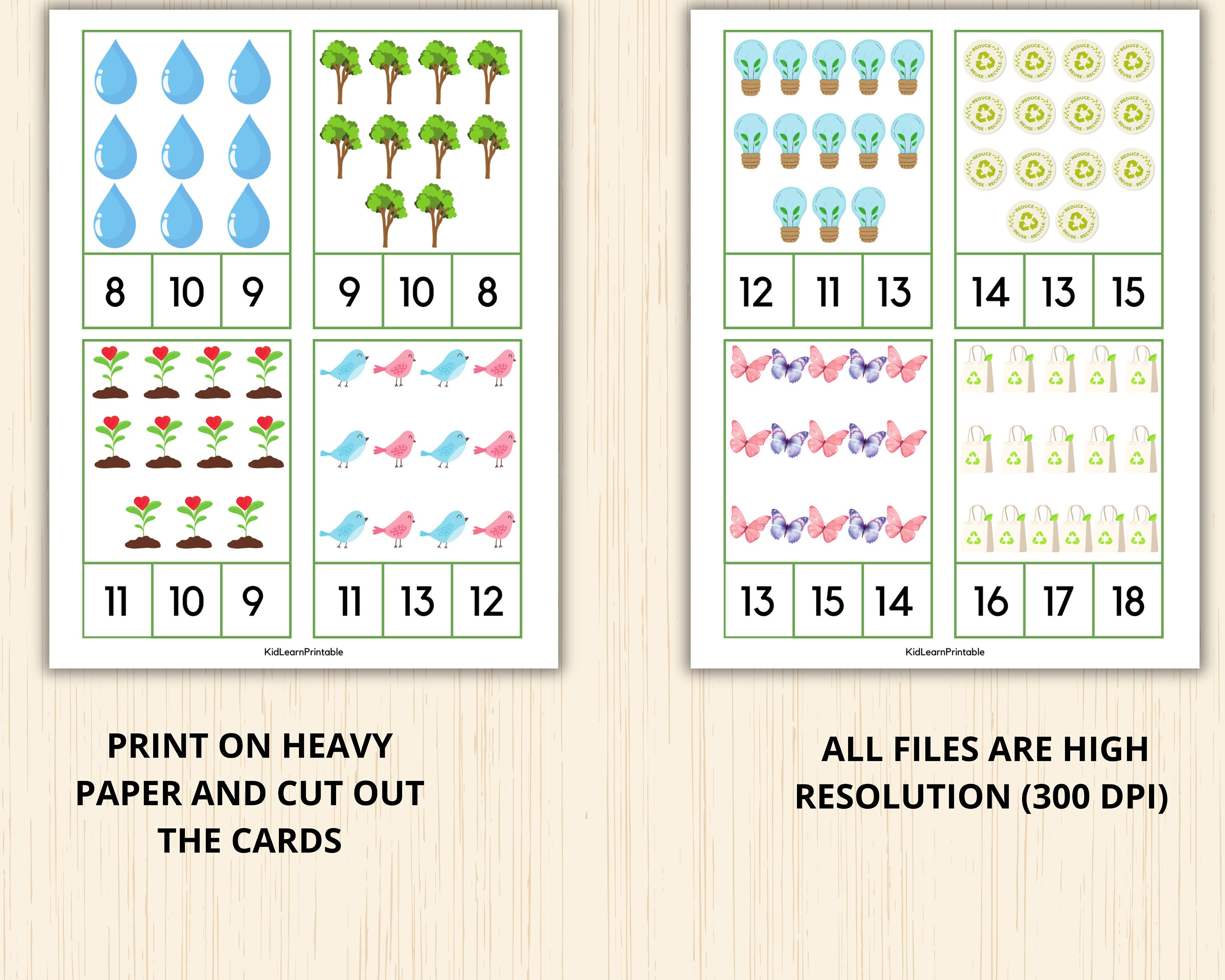 Earth Day Count and Clip Cards,numbers 1-20,counting Cards, Earth Day ...