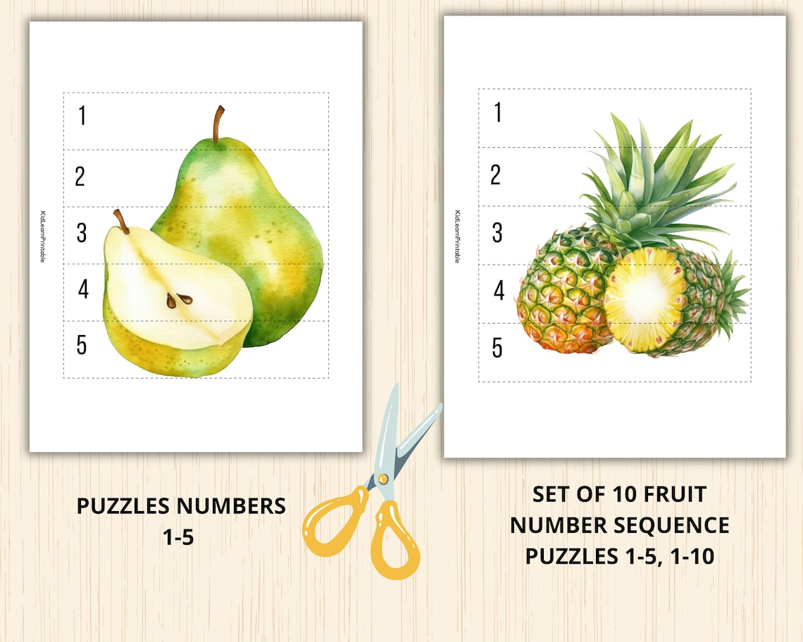 Fruits Puzzle Number Sequence,toddler Puzzle Pairs,fruit Matching ...