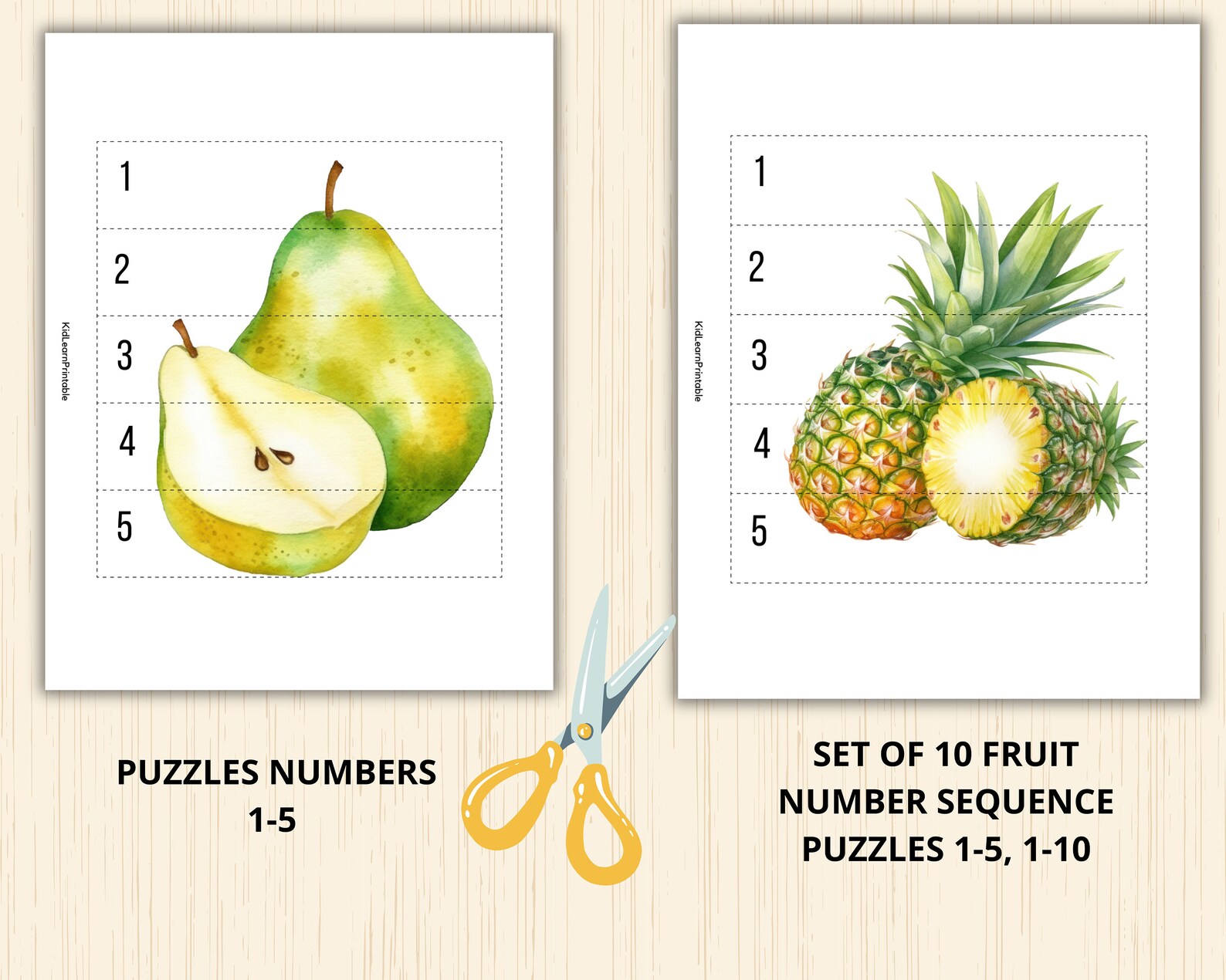 Fruits Puzzle Number Sequence,toddler Puzzle Pairs,fruit Matching ...