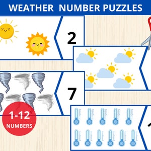 Weather Number Matching,weather Puzzles,weather Preschool,number Puzzle ...
