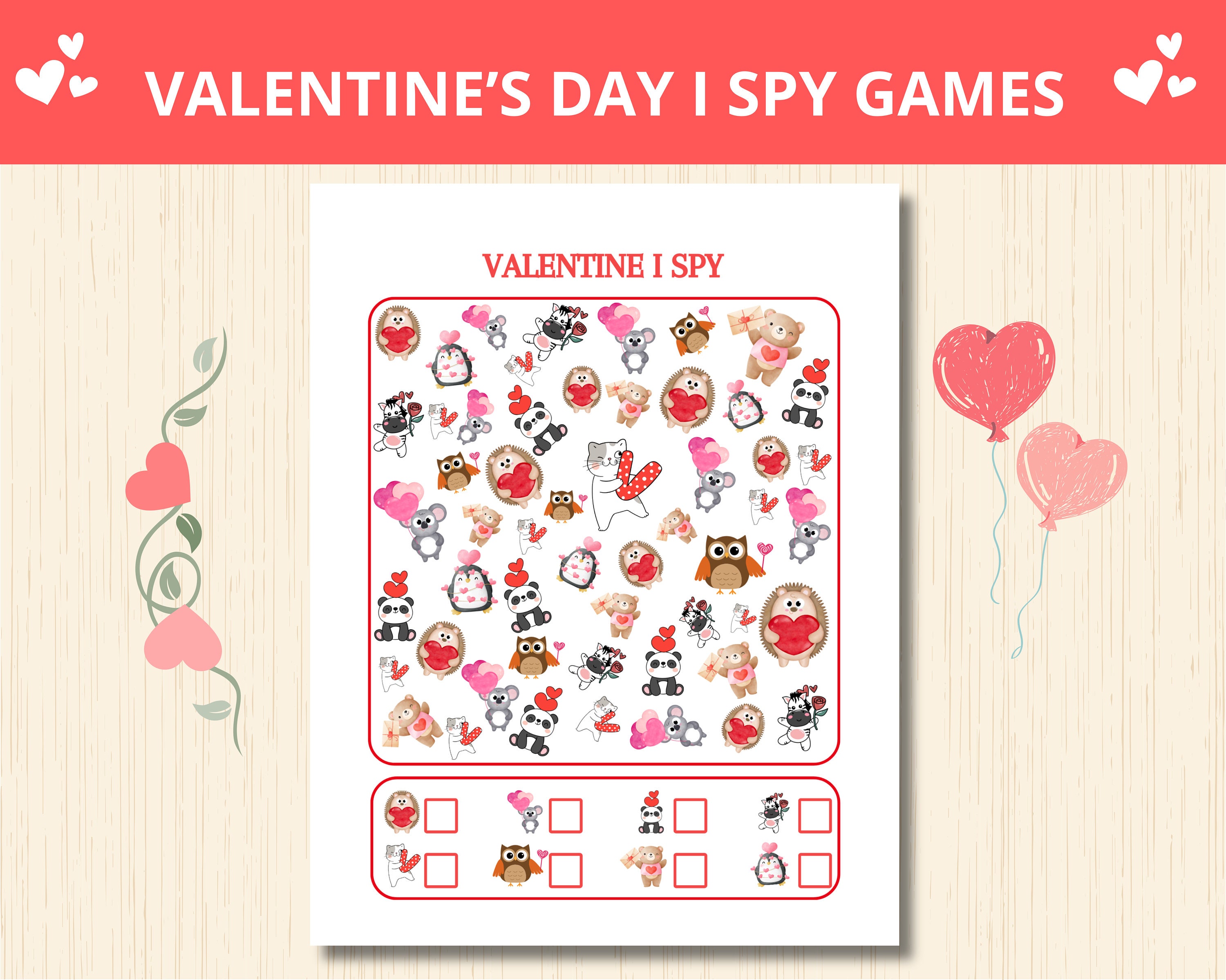 Valentine's Day I Spy,printable Family Games,preschool Valentines,math ...