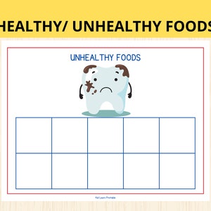 Healthy or Unhealthy Food Sorting,dental Health, Health Nutrition ...