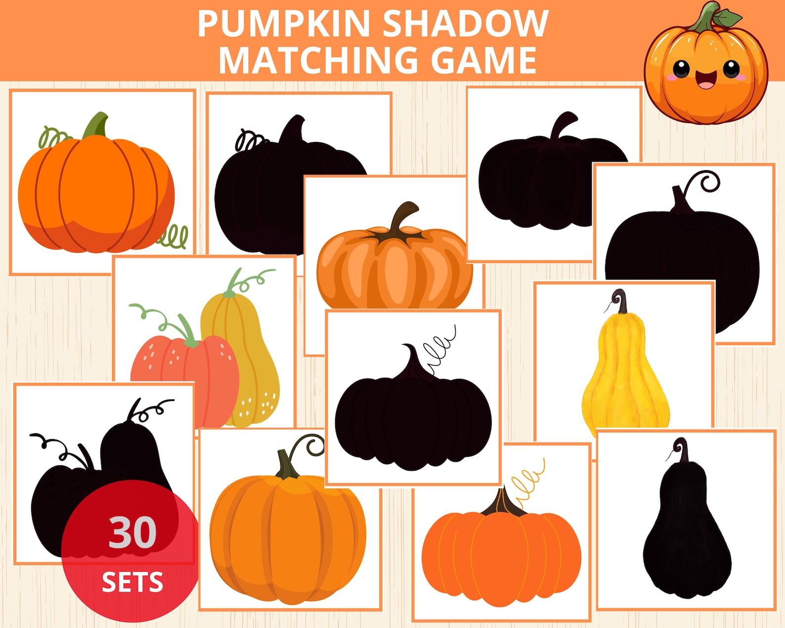 Pumpkin Shadow Matching,pumpkin Montessori,fall Activity Kids,fall ...