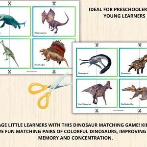 Dinosaur Flashcard,halves Matching,dinosaur Montessori,dinosaur ...