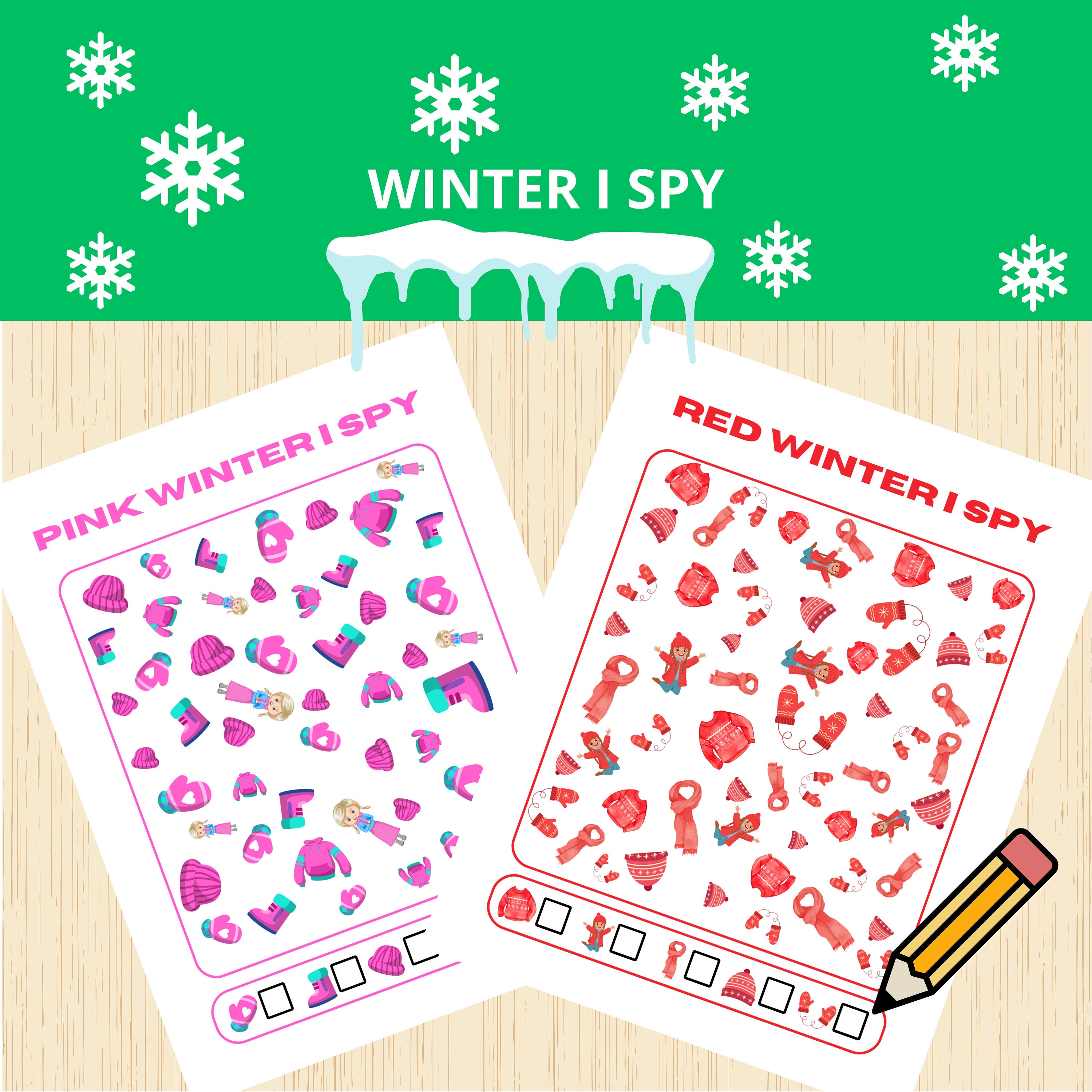 Winter I Spy Printable Games.winter Activitygameparty - Etsy