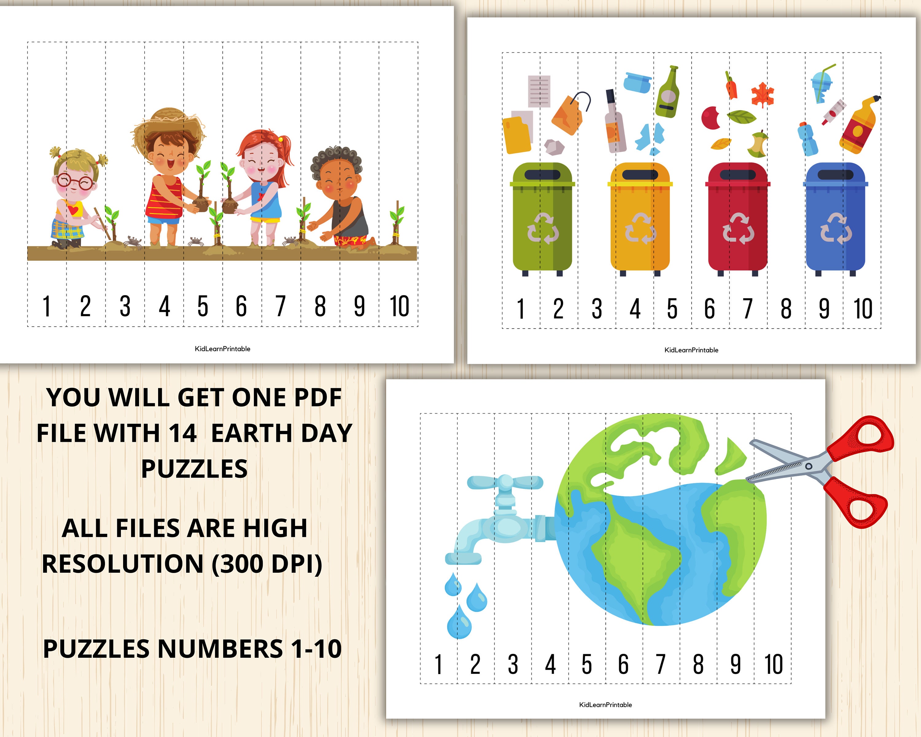 Earth Day Puzzles,earth Day Preschool,number Sequence Puzzles,1-10 ...