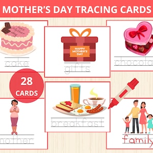 Mother's Day Word Tracing Cards,tracing Cards,mothers Day,mom's Day ...