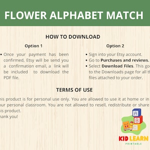 Flower Alphabet Match, Spring Preschool Activity,alphabet Matching Game ...