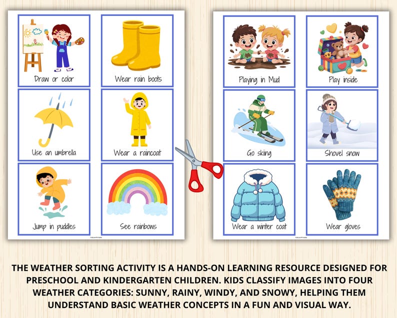 Weather Sorting Activity,preschool Weather Game,weather Classification ...