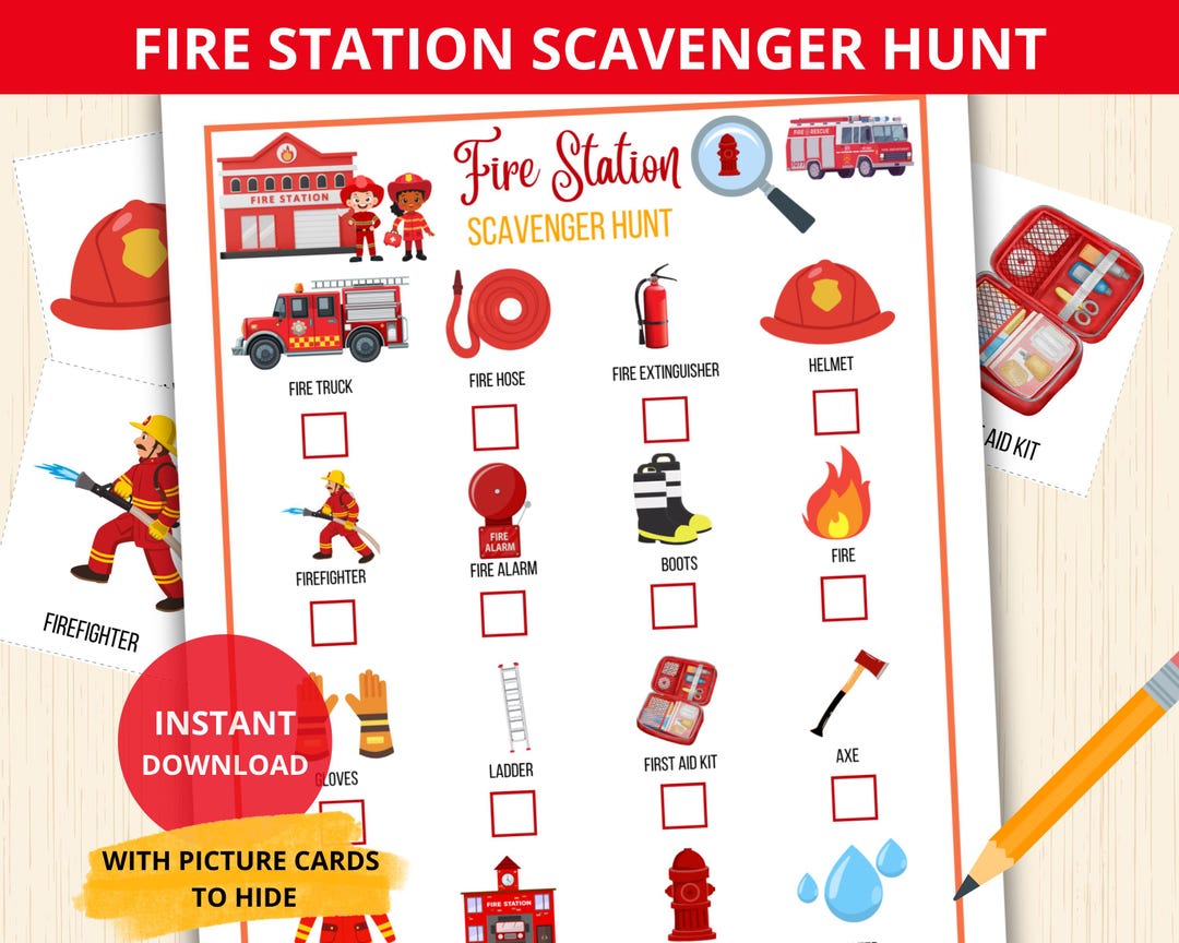 Fire Station Scavenger Hunt,firefighter Treasure Hunt,fire Party Theme ...