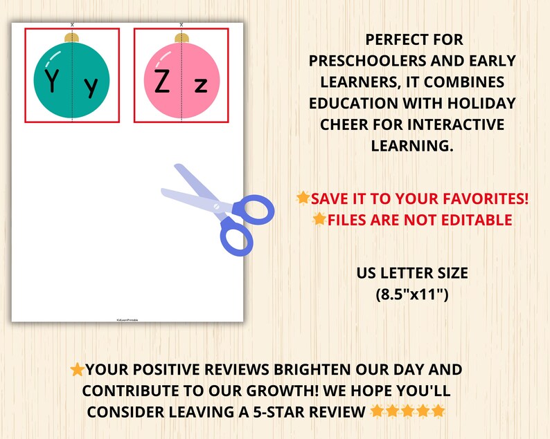 Ornament Letter Match,winter Alphabet Matching,uppercase Lowercase ...