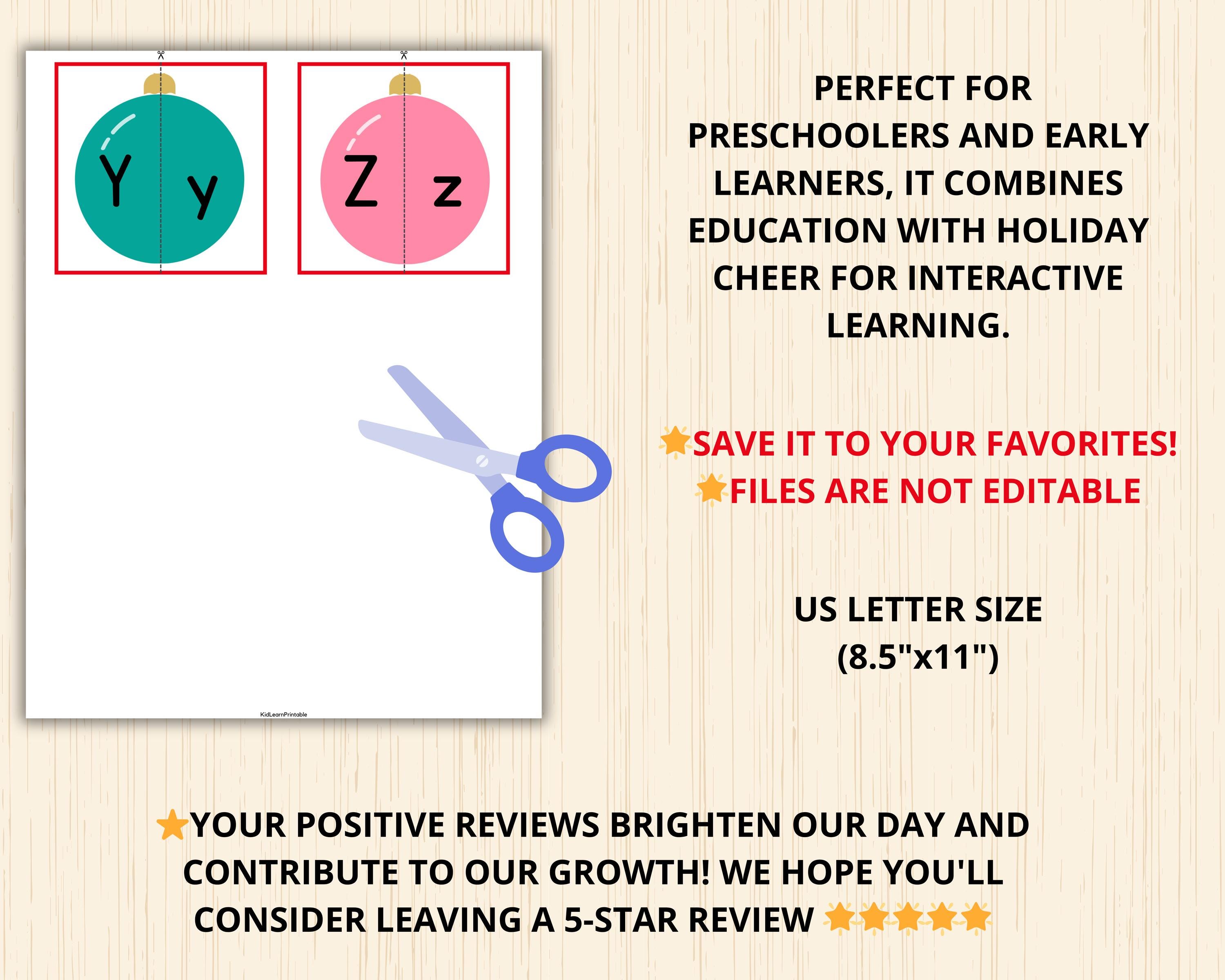 Ornament Letter Match,winter Alphabet Matching,uppercase Lowercase ...