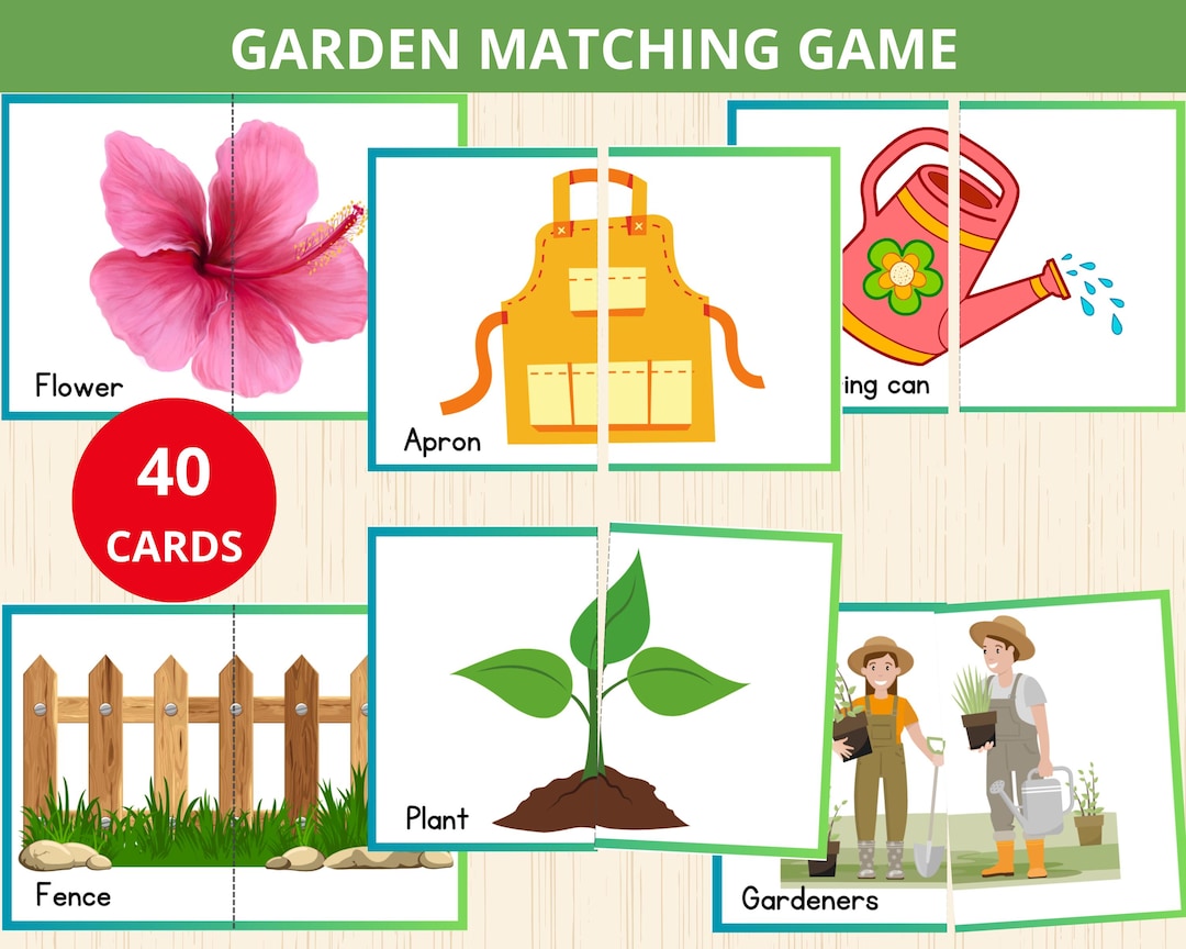 Garden Matching Game,garden Preschool Activity,matching Game for Kids ...