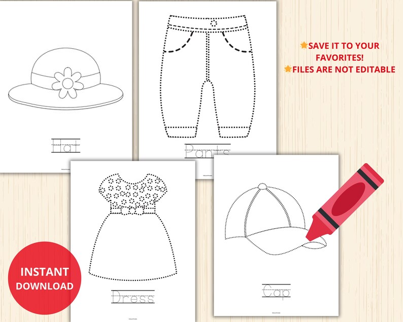 Clothes Tracing Worksheets,prek Tracing,toddler Writing Practice ...