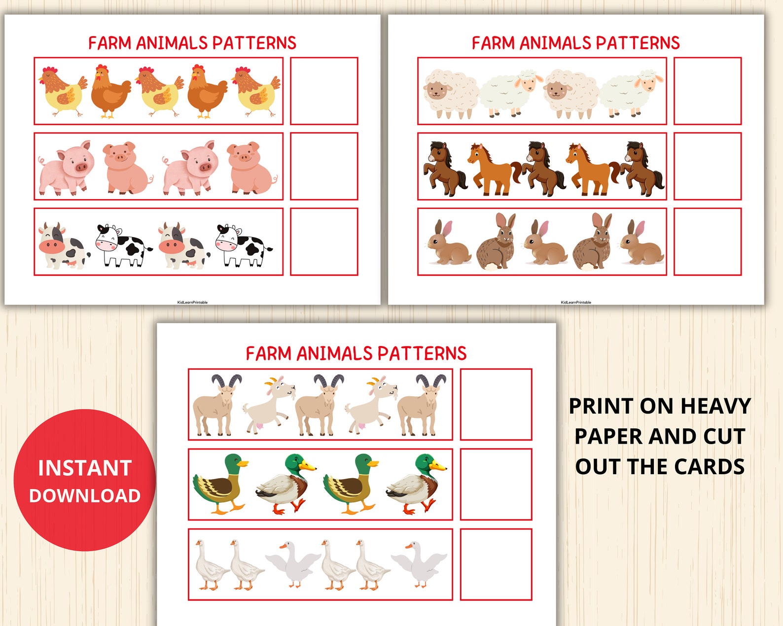 Farm Animals Patterns,what Comes Next,scissors Skill,farm Animals ...