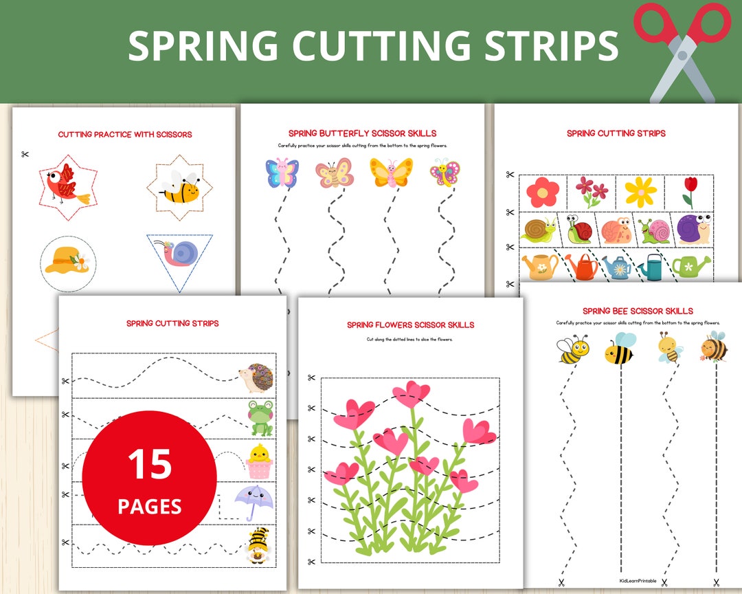 Spring Cutting Practice, Scissor Skills Worksheet, Spring Scissor ...