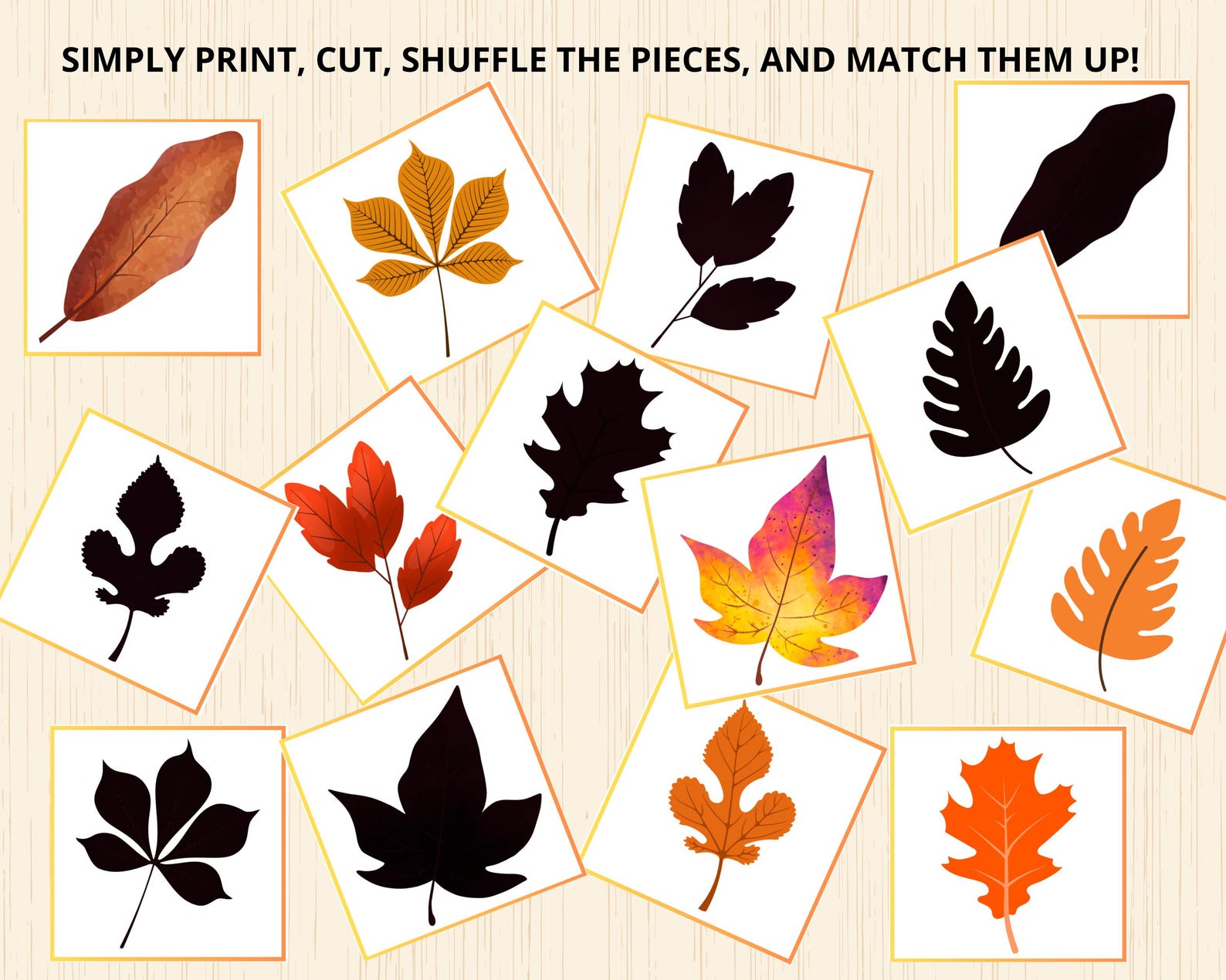 Fall Matching Activities, Autumn Leaves Shadow Matching Game,fall ...