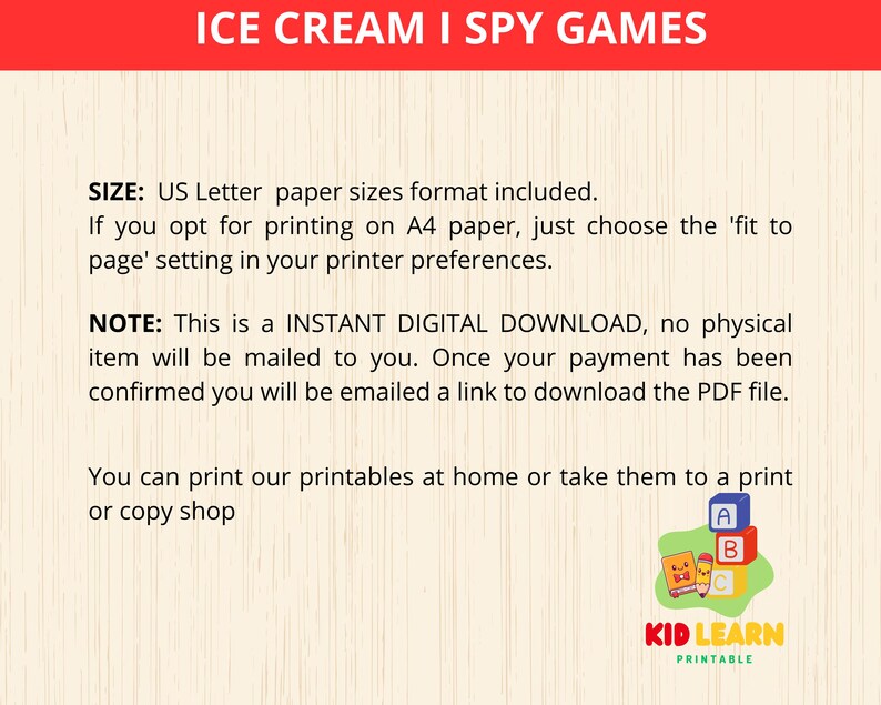 Ice Cream I Spy,ice Cream Activity,summer I Spy,summer Preschool ...