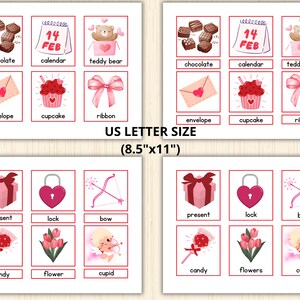 Montessori 3 Part Valentine's Day Cards, Flashcards, Montessori ...