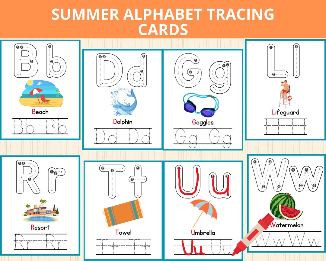 Summer Word Tracing,summer Abc Tracing,summer Vocabulary,summeralphabet ...