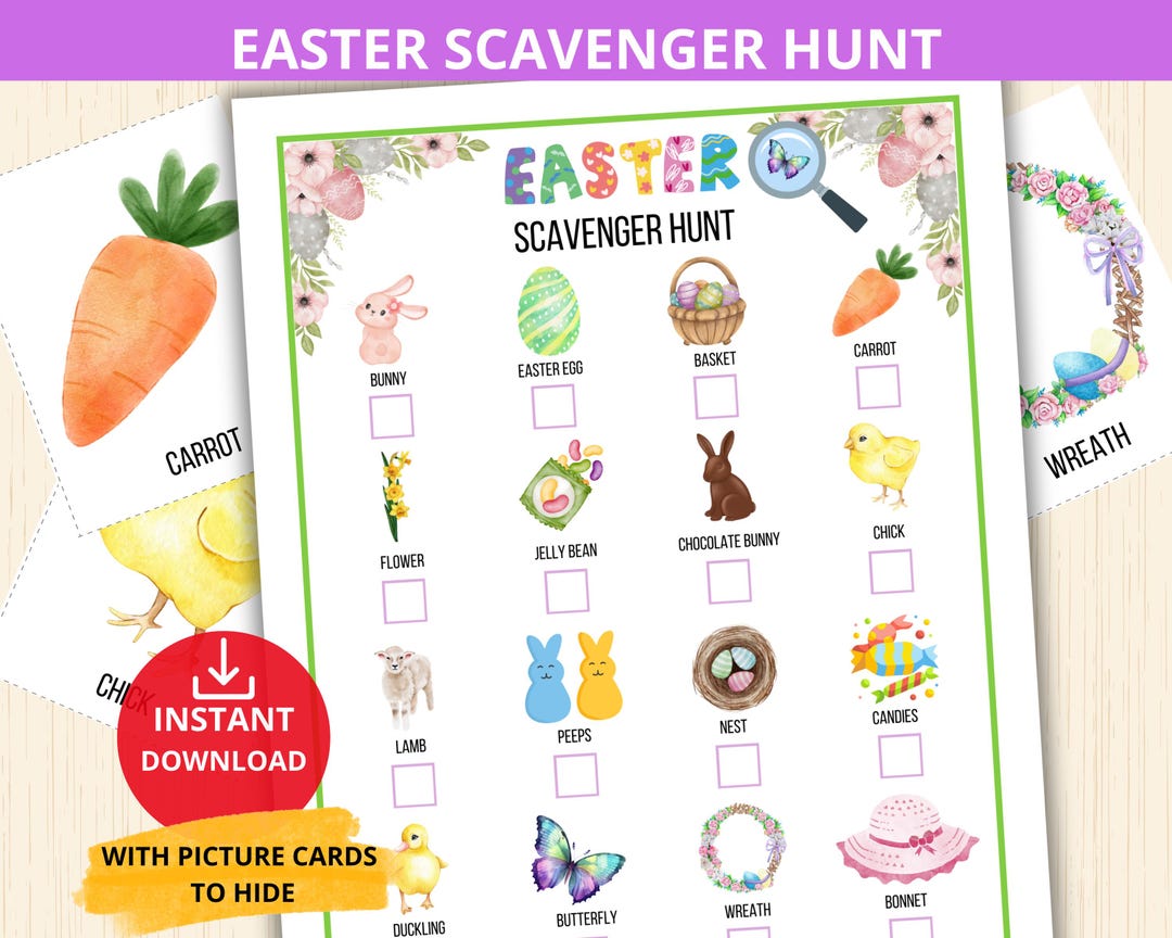 Easter Scavenger Hunt Game,easter Treasure Hunt for Kids,indoor ...
