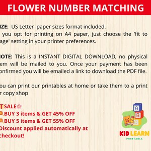 Flower Number Matching,spring Counting Number,spring Preschool Activity ...