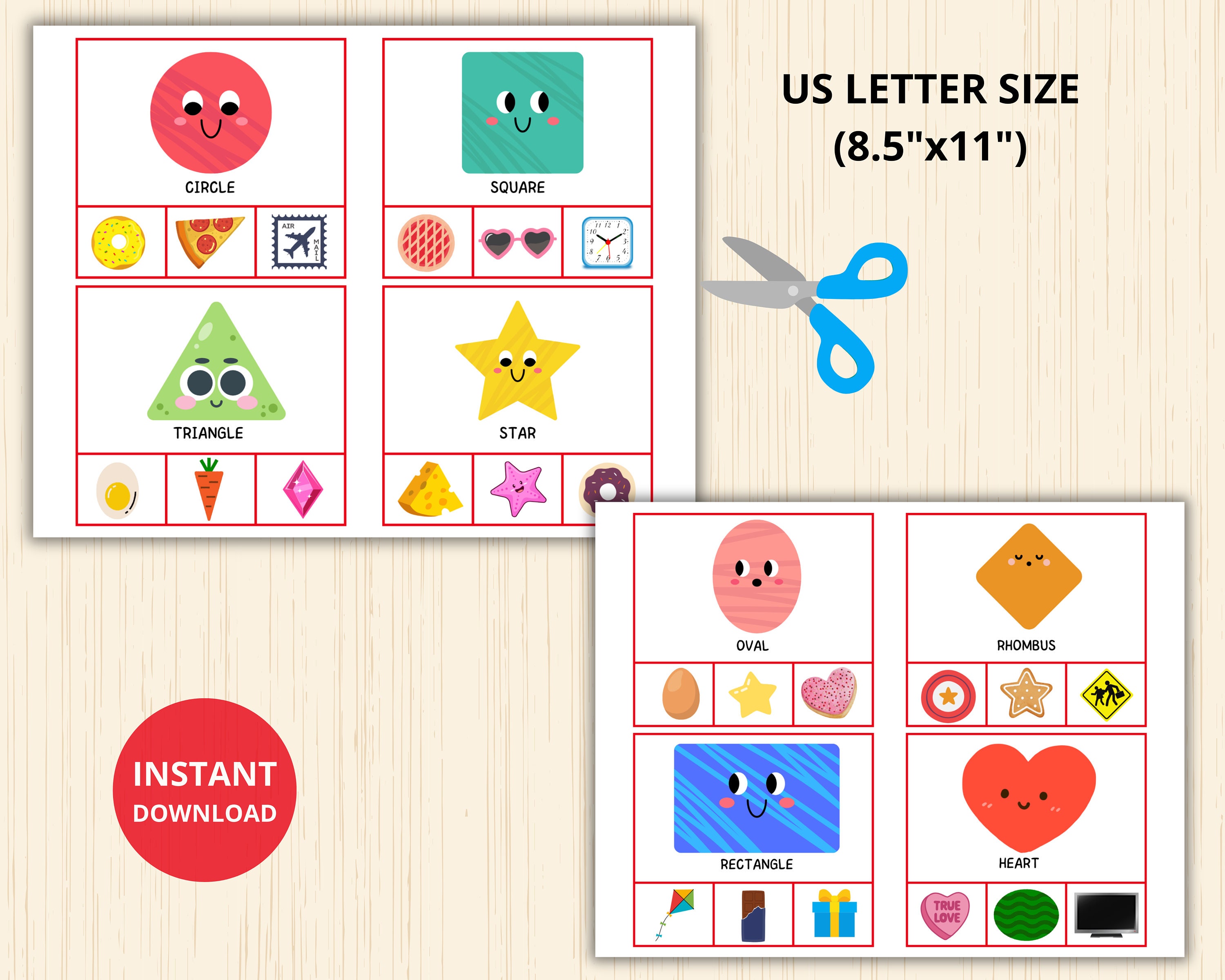 Shapes Sorting Activity,shapes Clip Card,matching Activity,learning ...