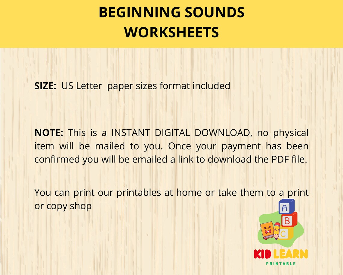 Beginning Sound Worksheet, Initial Sound, Phonics Printable ...