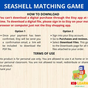 Seashell Matching Activity,seashell Matching Game,ocean Animal Puzzles ...