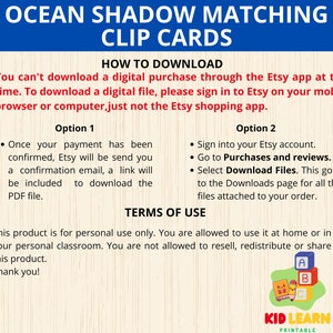 Ocean Animals Shadow Clip Cards,silhouette Matching,summer Matching ...