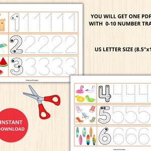Summer Number Tracing,handwriting Practice,writing Skills,tracing ...