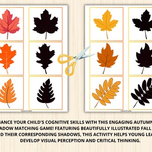 Fall Matching Activities, Autumn Leaves Shadow Matching Game,fall ...