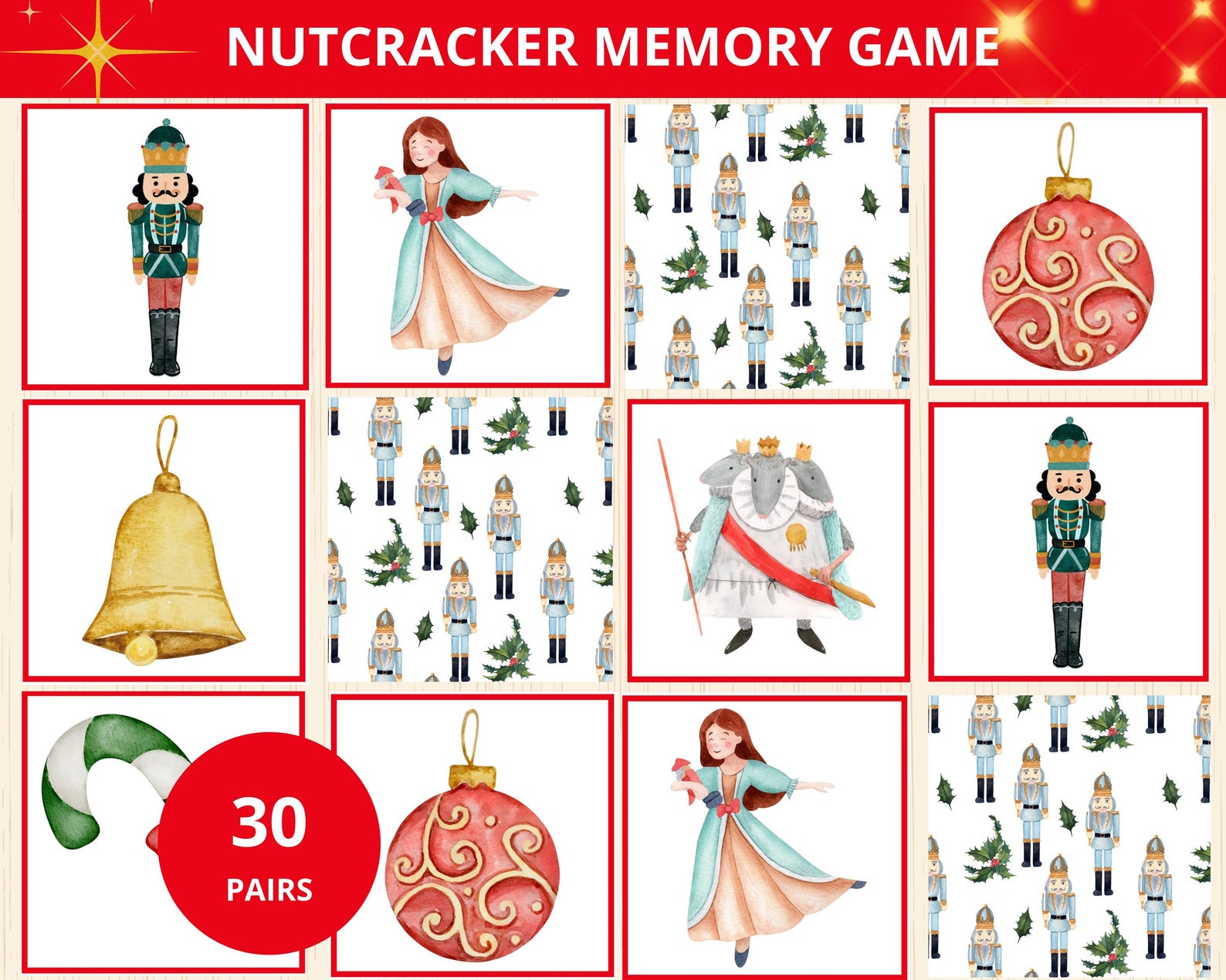 Nutcracker Memory Game,nutcracker Matching Activity,christmas Memory ...