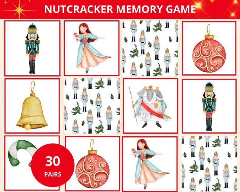 Nutcracker Memory Game,nutcracker Matching Activity,christmas Memory ...