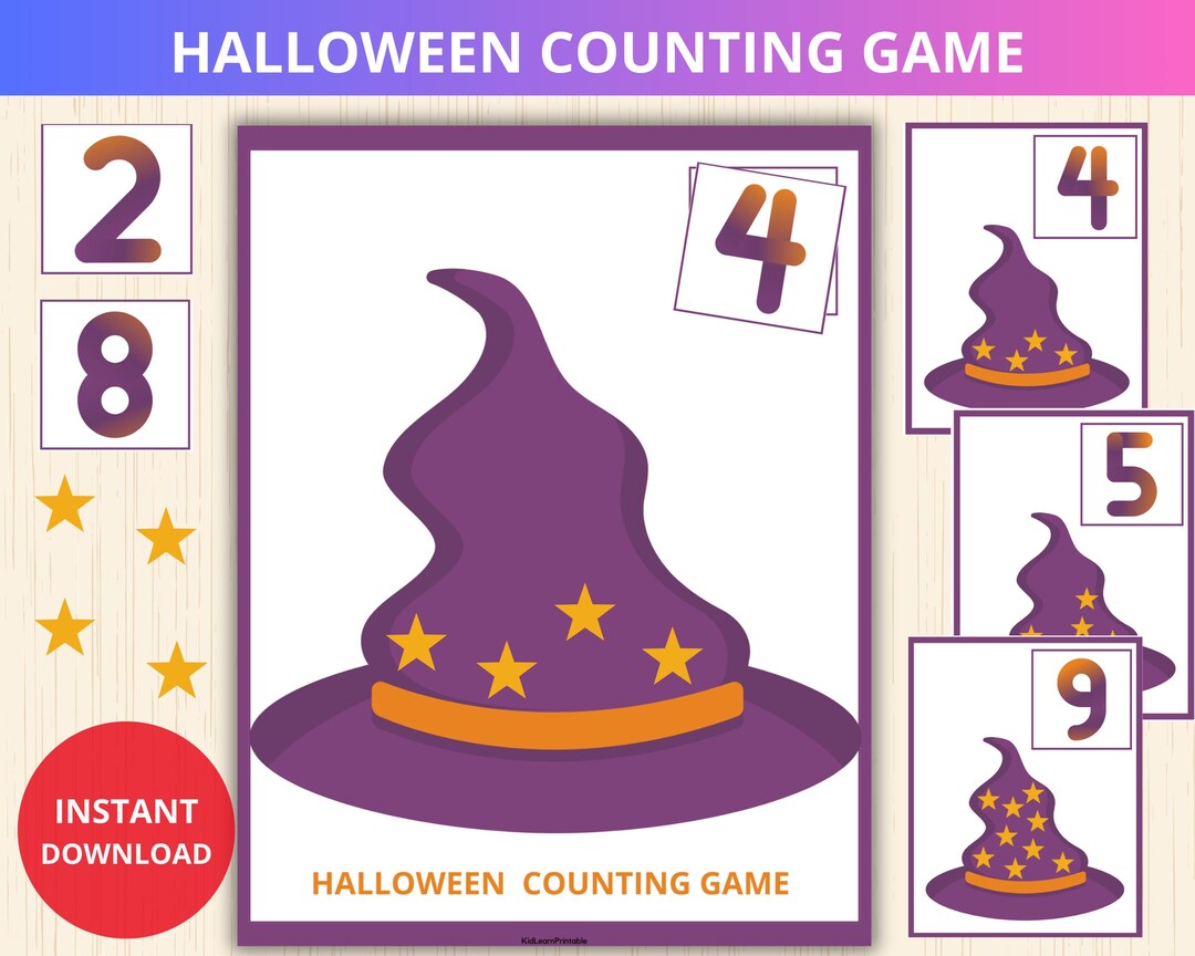 Halloween Counting Activity,count and Match Game,halloween Number ...