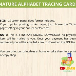 Nature Alphabet Cards Tracing Letters,nature Alphabet Cards,letter ...