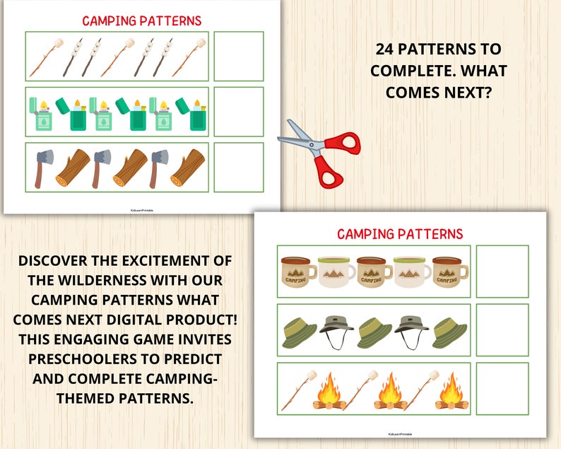 Camping Patterns,what Comes Next,scissors Skills,camping Activities ...