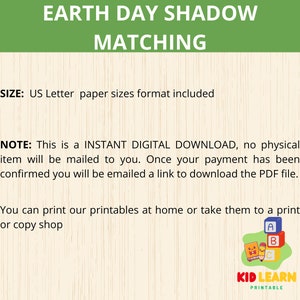 Earth Day Shadow Matching Cards, Earth Day Flashcards,environmental ...