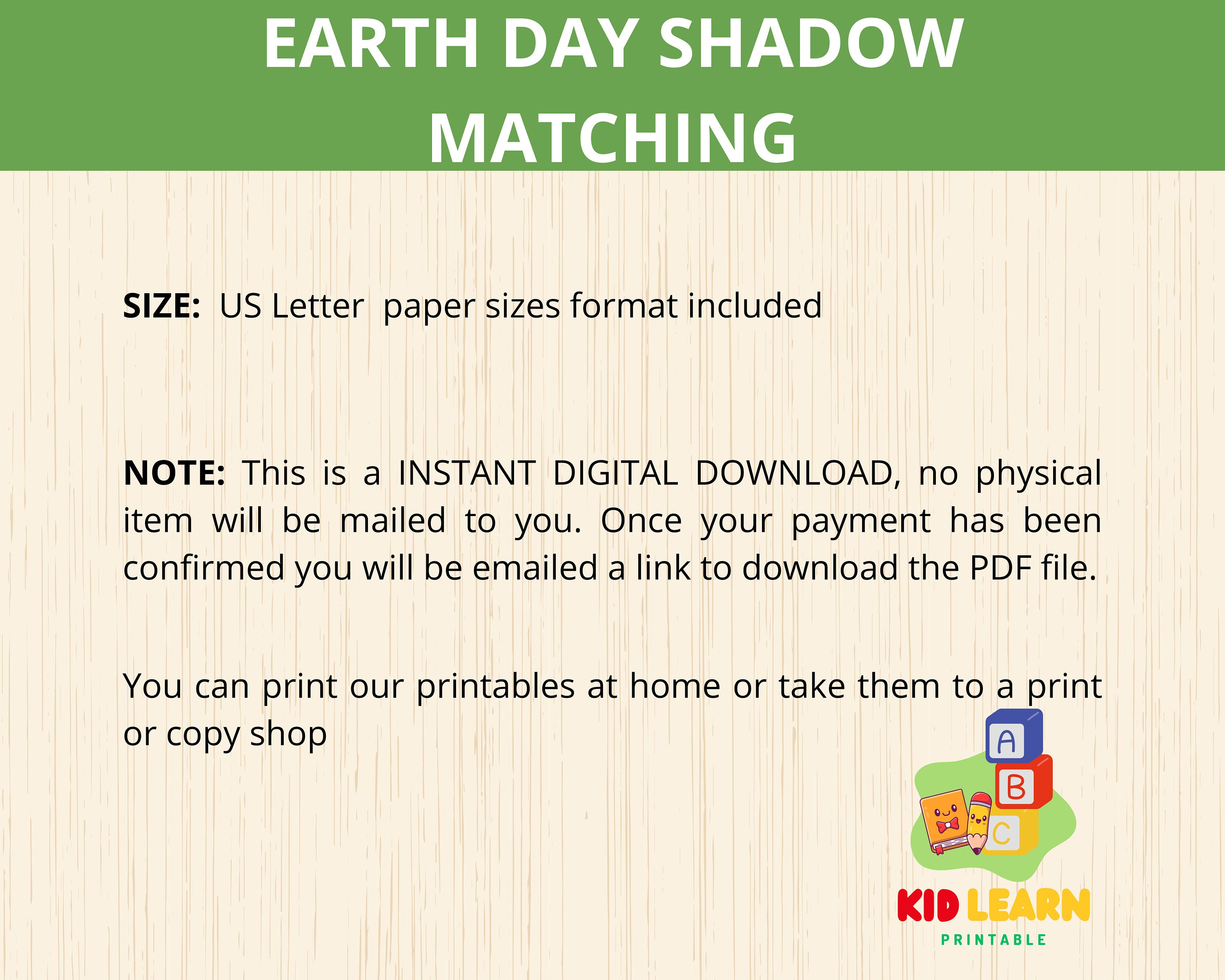 Earth Day Shadow Matching Cards, Earth Day Flashcards,environmental ...