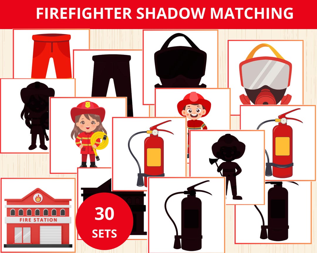 Firefighter Shadow Matching,firefighter Party Game,firefighter ...