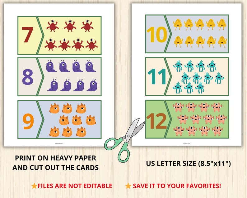 Monster Number Matching Activity,monster Number Match Puzzle,monster ...