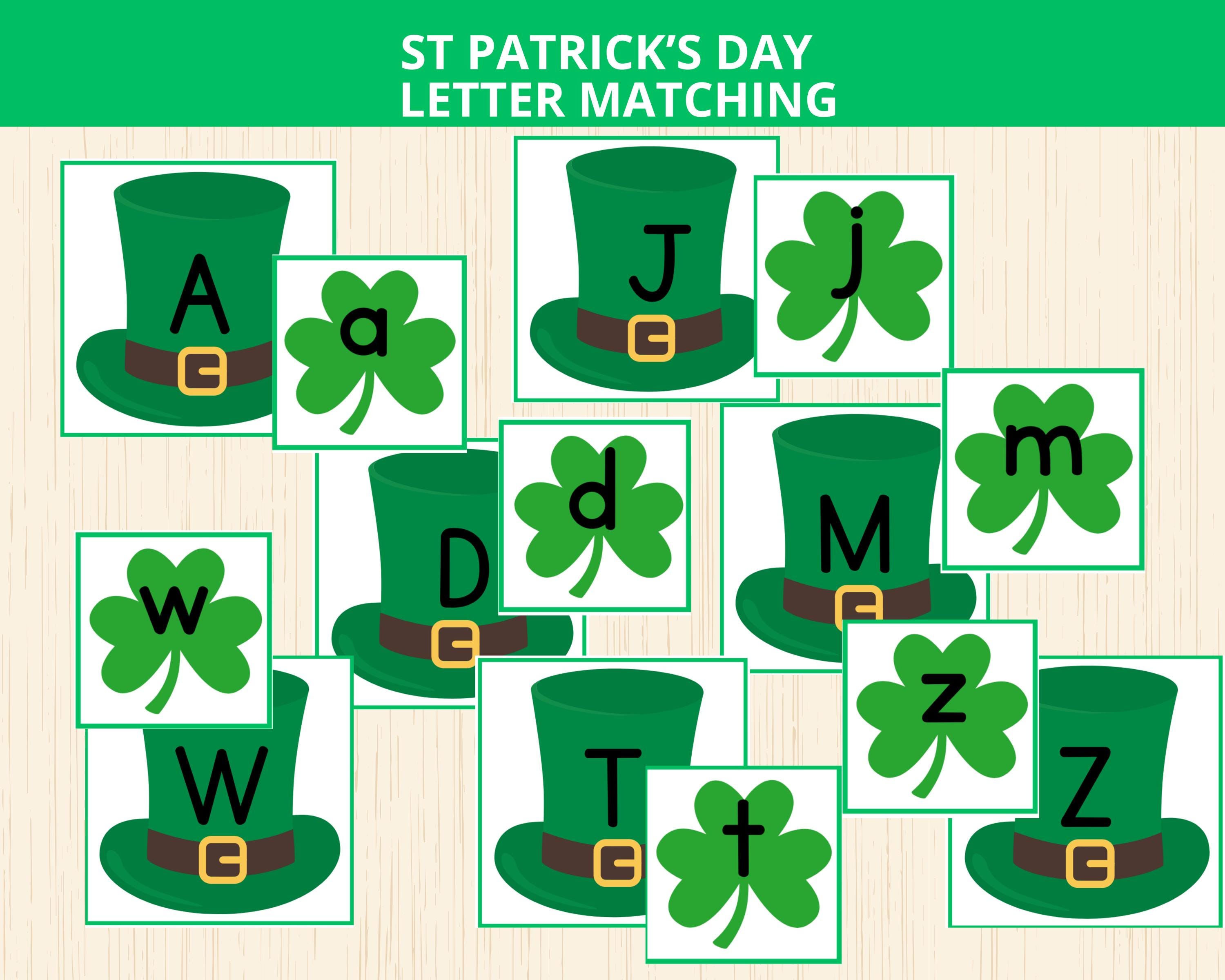 St Patricks Day Alphabet,letter Matching Game,st Patricks Day Activity ...